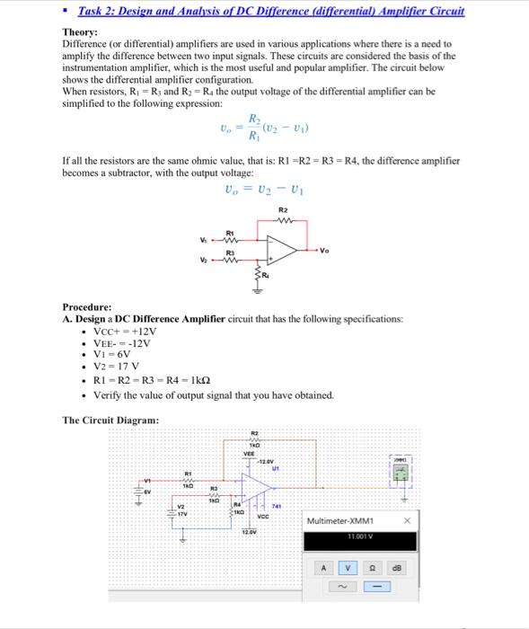Solved Task 1: Design and Analysis of AC Non-Inverting | Chegg.com