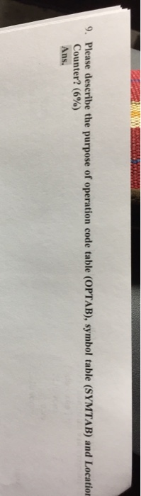 Solved 9. Please describe the purpose of operation code | Chegg.com