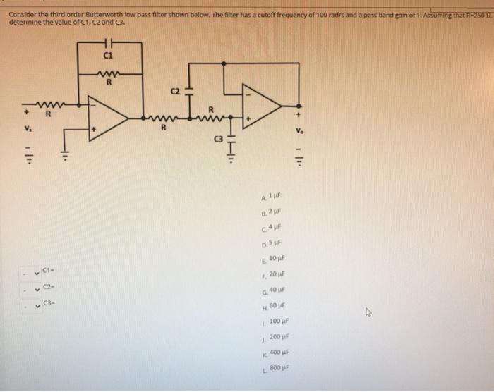 Solved Consider the third order Butterworth low pass filter | Chegg.com