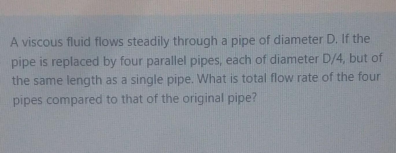 Solved A viscous fluid flows steadily through a pipe of | Chegg.com