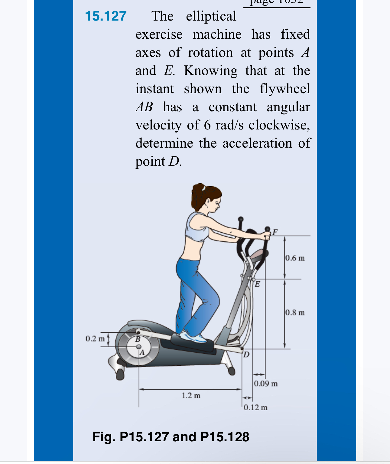 Solved by an EXPERT 15.127 ﻿The elliptical exercise machine has fixed | Chegg.com