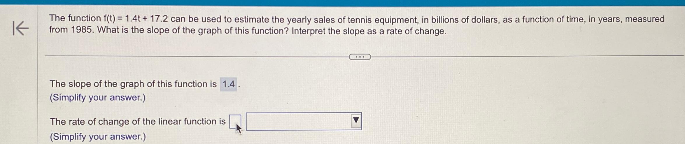 Solved The function f(t)=1.4t+17.2 ﻿can be used to estimate | Chegg.com