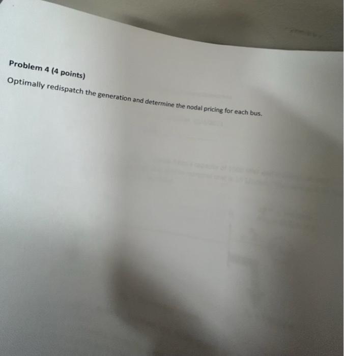 Solved Problem 4 ( 4 points) Optimally redispatch the | Chegg.com