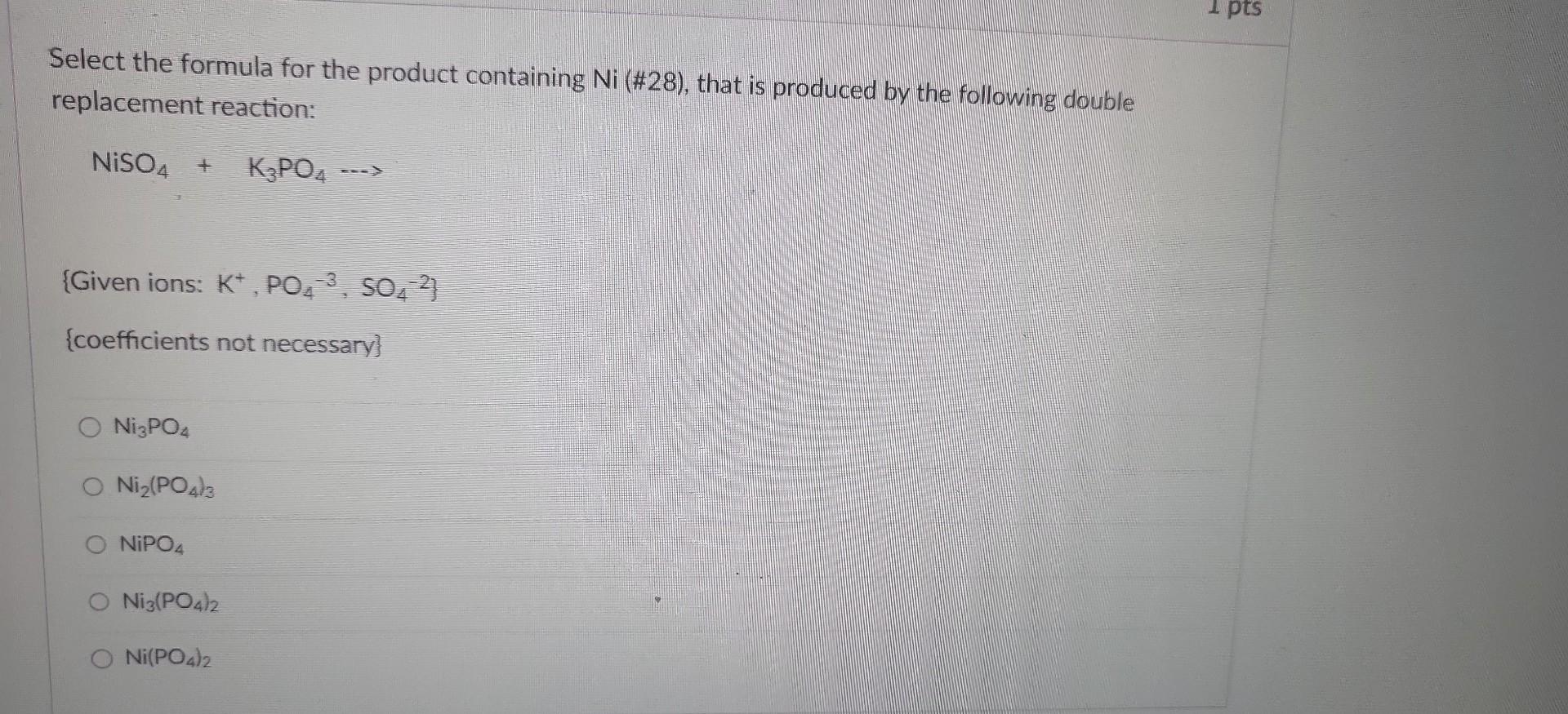 Solved Select the formula for the product containing Ni(#28 | Chegg.com