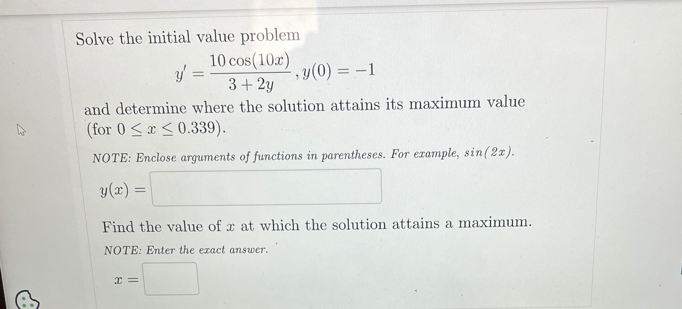 Solved Solve the initial value | Chegg.com