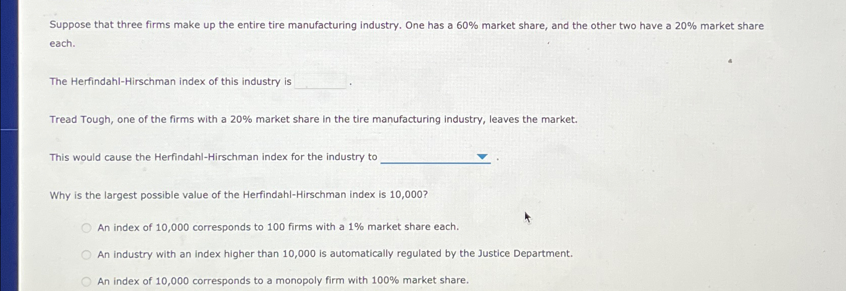 Solved Suppose that three firms make up the entire tire | Chegg.com