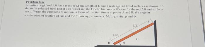 Solved Problem One A uniform rigid rod AB has a mass of M | Chegg.com