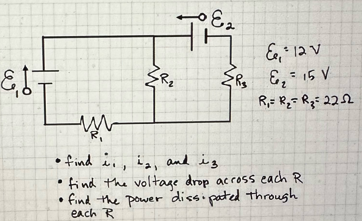 Solved find i1,i2, ﻿and i3find the voltage drop across each | Chegg.com