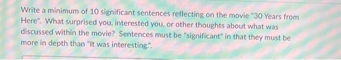 Write a minimum of 10 significant sentences | Chegg.com