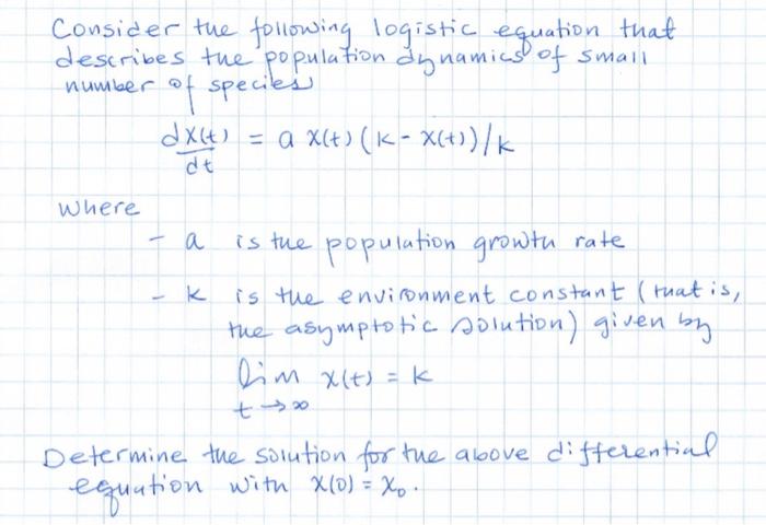 Solved Consider the following logistic equation that | Chegg.com