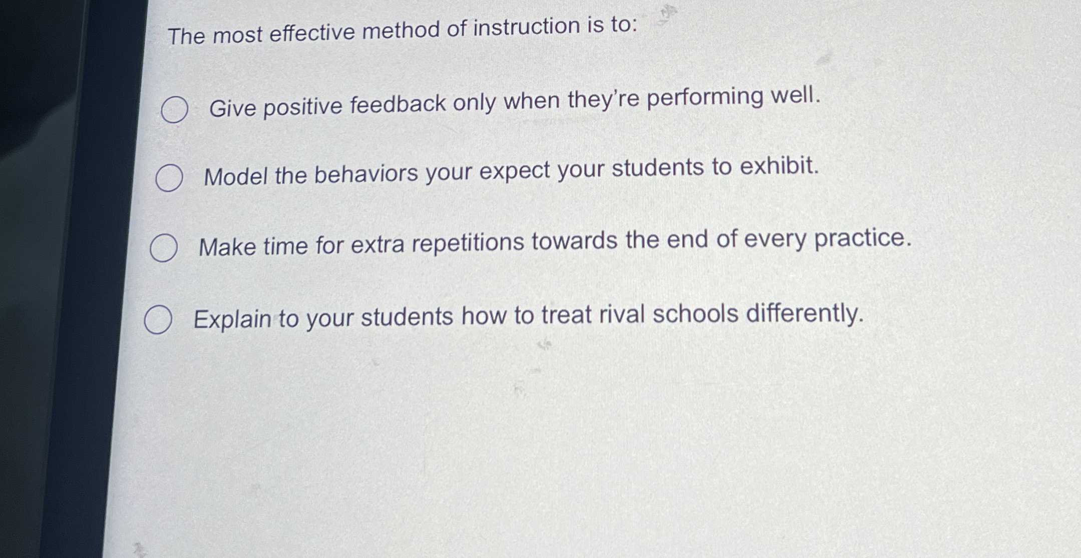 Solved The most effective method of instruction is to:Give | Chegg.com