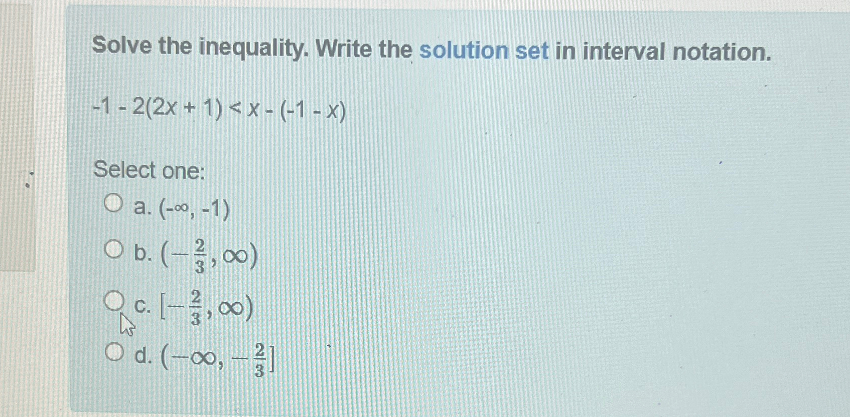Solved Solve the inequality. Write the solution set in | Chegg.com