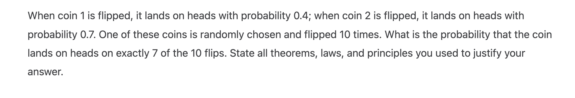 When coin 1 ﻿is flipped, it lands on heads with | Chegg.com