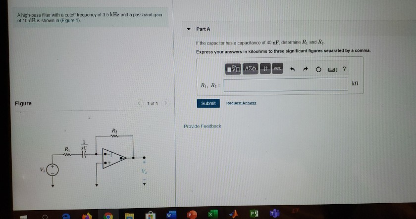 Solved A high-pass filter with a cutoff frequency of 35 kHz | Chegg.com