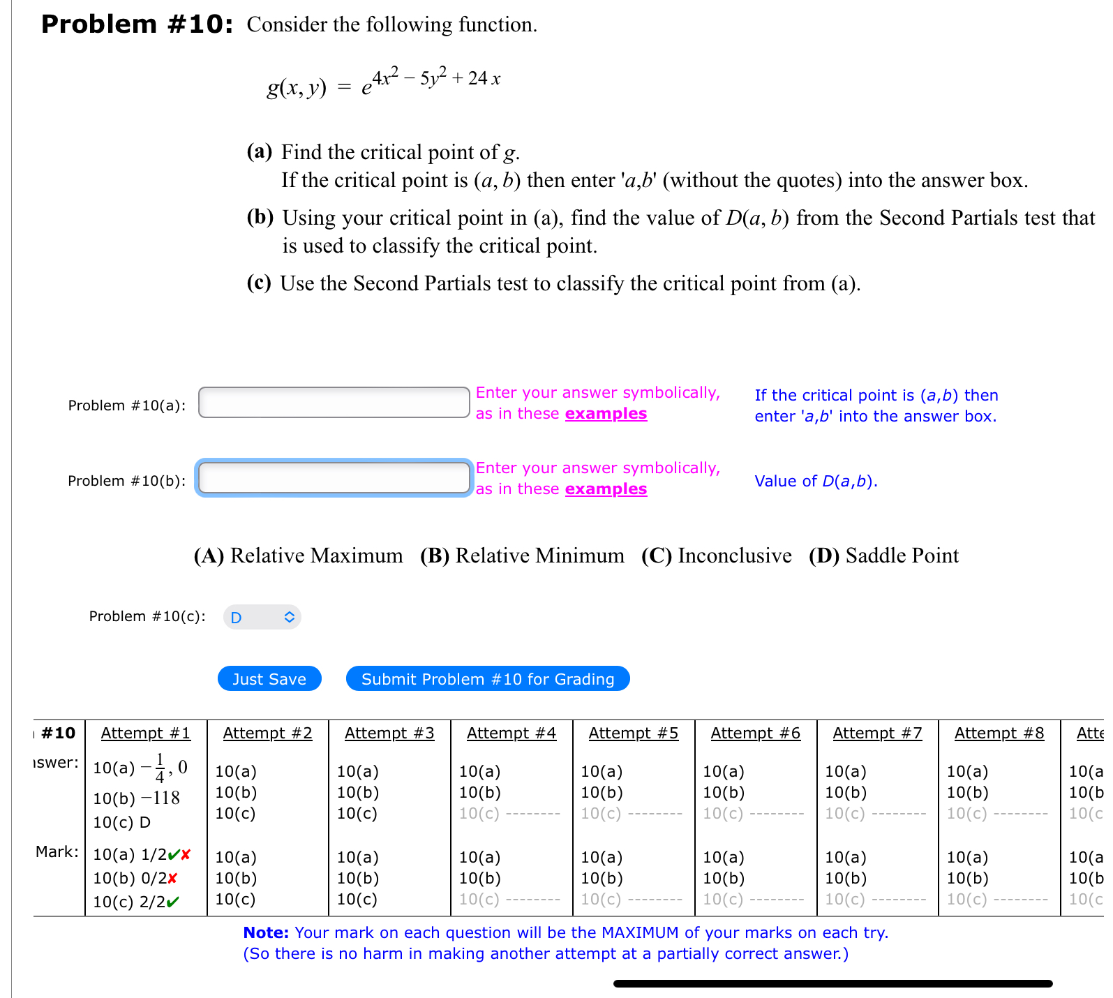 Solved Problem # 10: Consider the following | Chegg.com