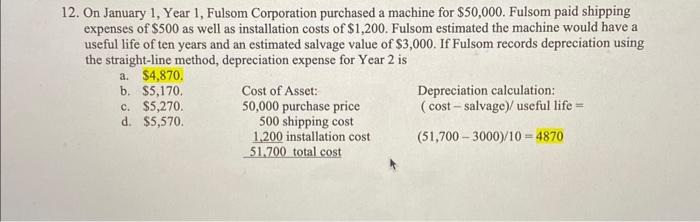Solved 12. On January 1, Year 1, Fulsom Corporation | Chegg.com