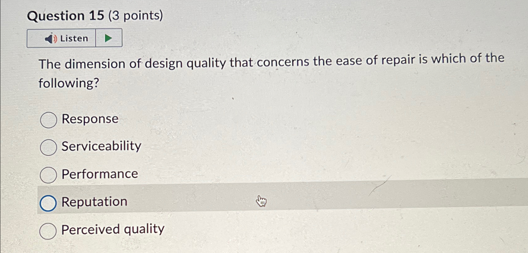 Solved Question 15 (3 points)ListenThe dimension of design | Chegg.com Solved Question 15 (3 points)ListenThe dimension of design | Chegg.com