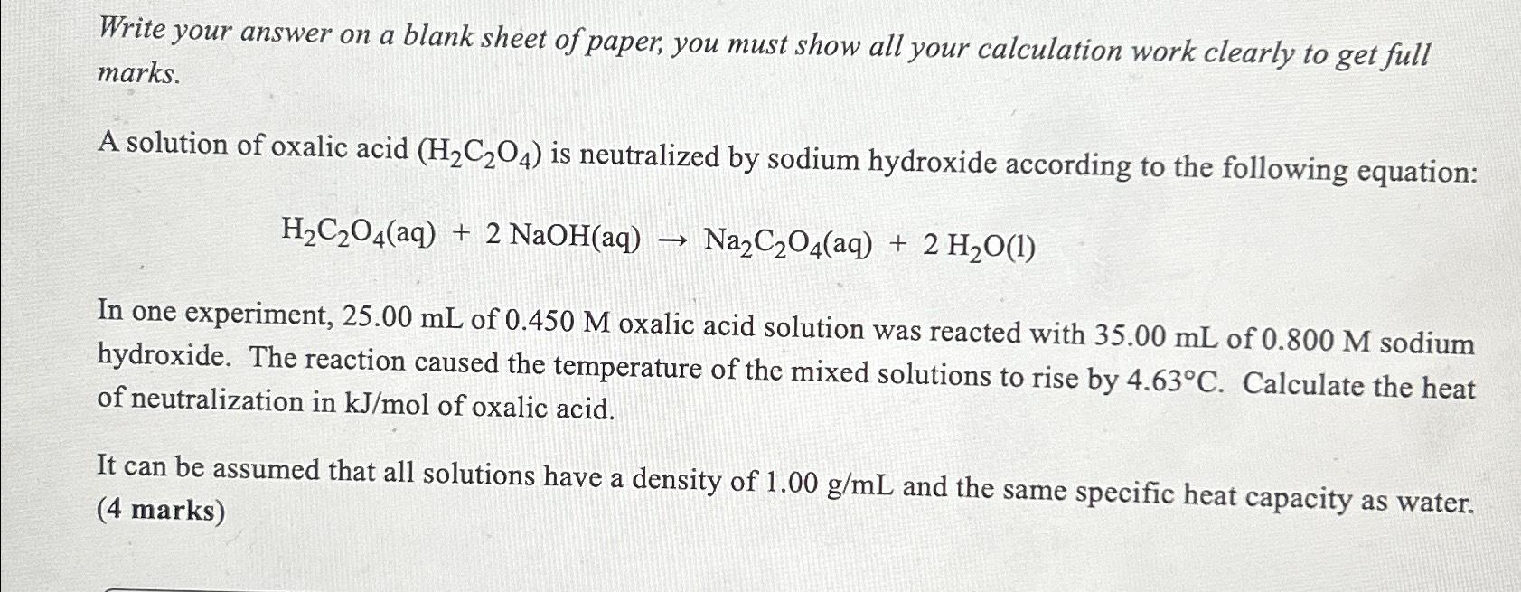 Solved Write your answer on a blank sheet of paper, you must | Chegg.com