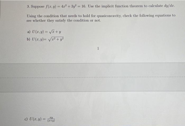 Solved 3. Suppose f(x,y) = 4.x2 + 3y2 = 16. Use the implicit | Chegg.com