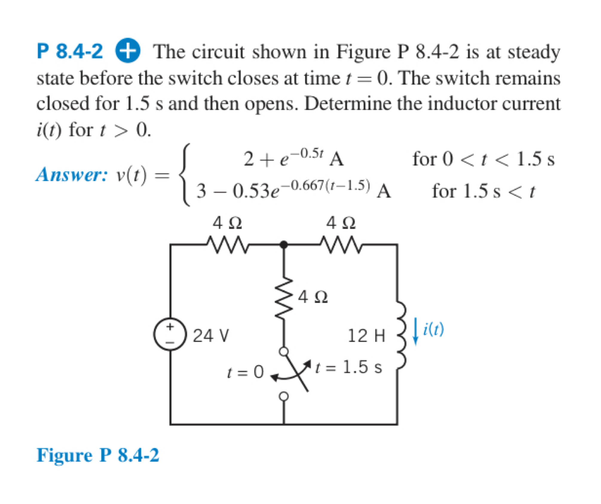 Solved P 8.4-2 o+ ﻿The circuit shown in Figure P 8.4-2 ﻿is | Chegg.com