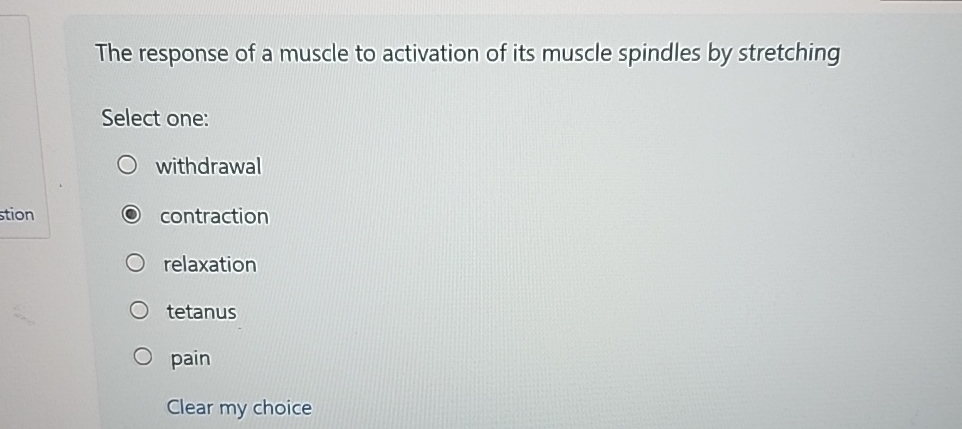 Solved The response of a muscle to activation of its muscle | Chegg.com