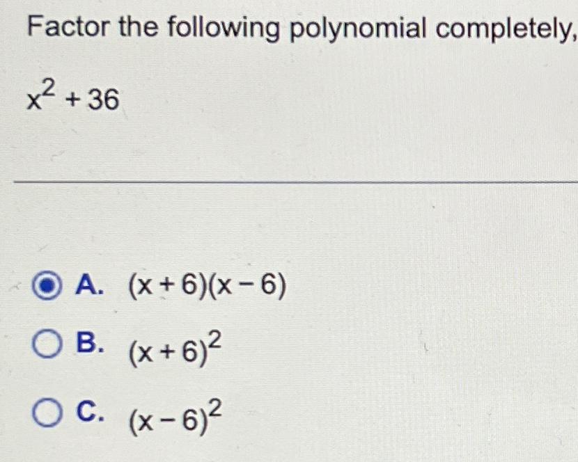 Solved Factor the following polynomial | Chegg.com