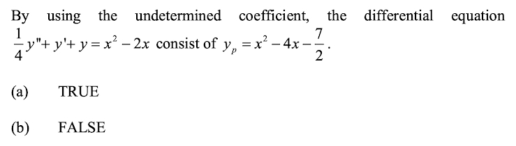 Solved By using the undetermined coefficient, the | Chegg.com