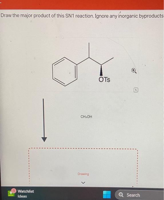 Solved Draw the major product of this SN1 reaction. Ignore | Chegg.com