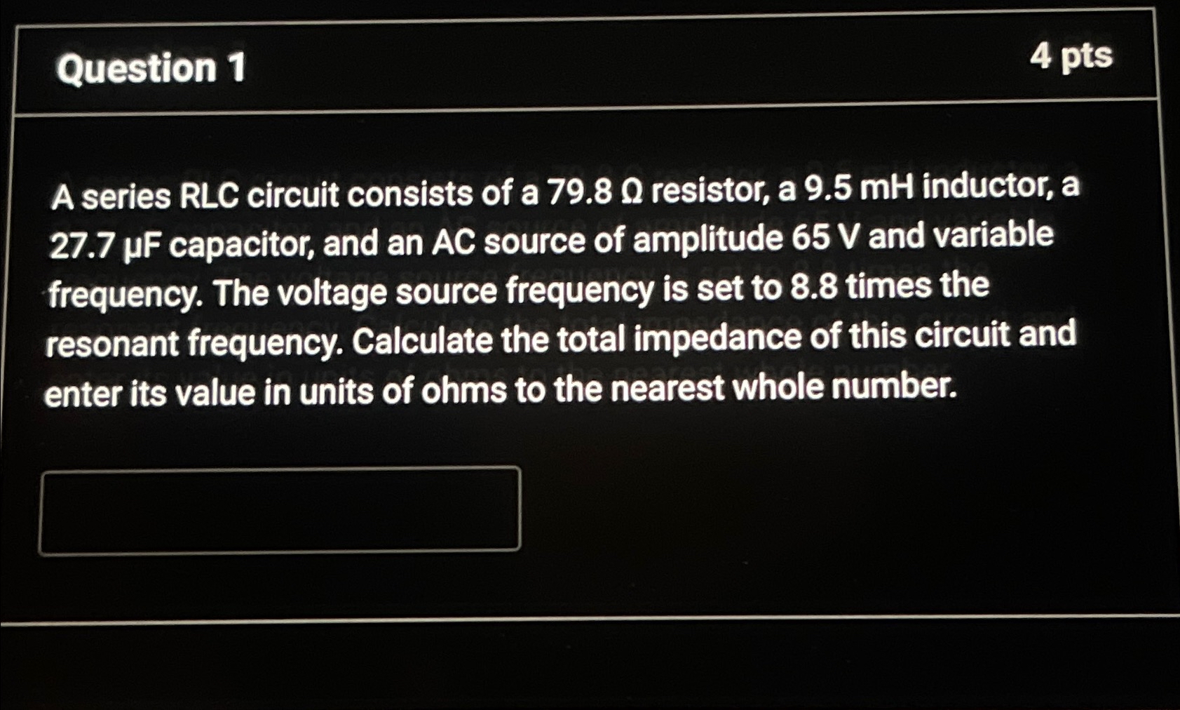 Solved Question 14 ﻿ptsA series RLC circuit consists of a | Chegg.com