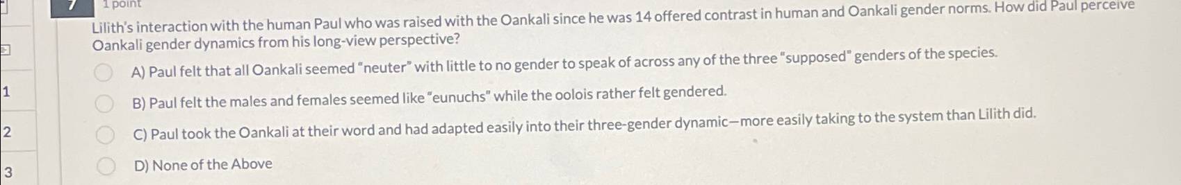 Solved Lilith's interaction with the human Paul who was | Chegg.com