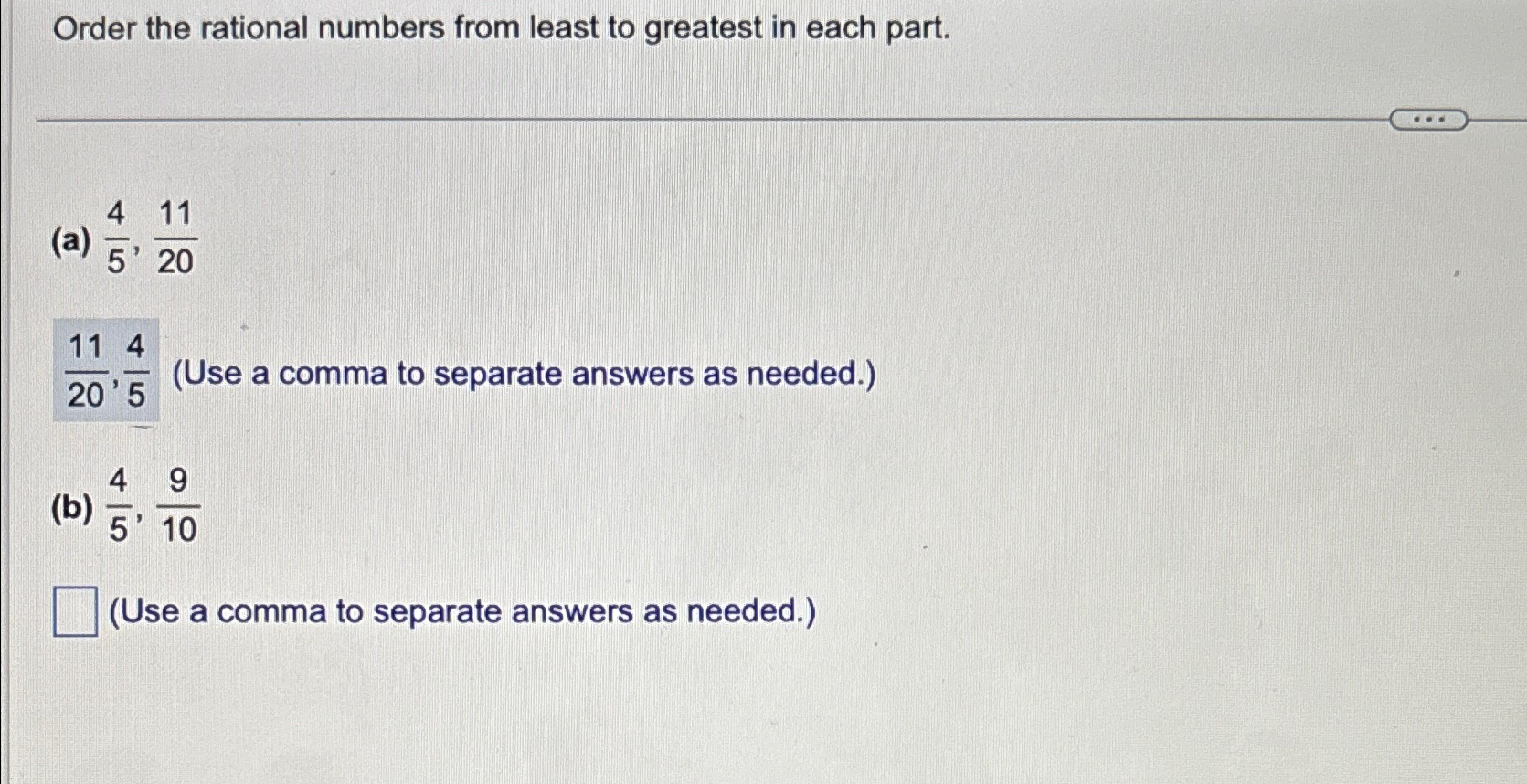 Solved Order the rational numbers from least to greatest in | Chegg.com