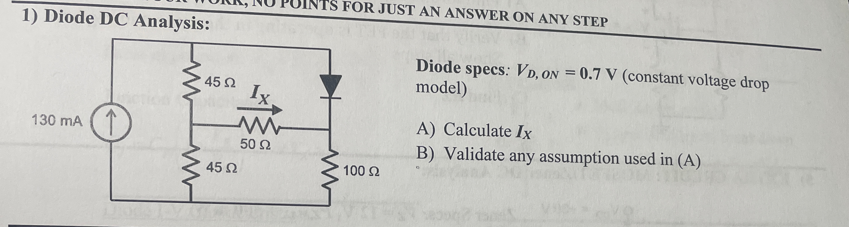 Diode DC Analysis:Diode specs: VD,ON=0.7V (constant | Chegg.com