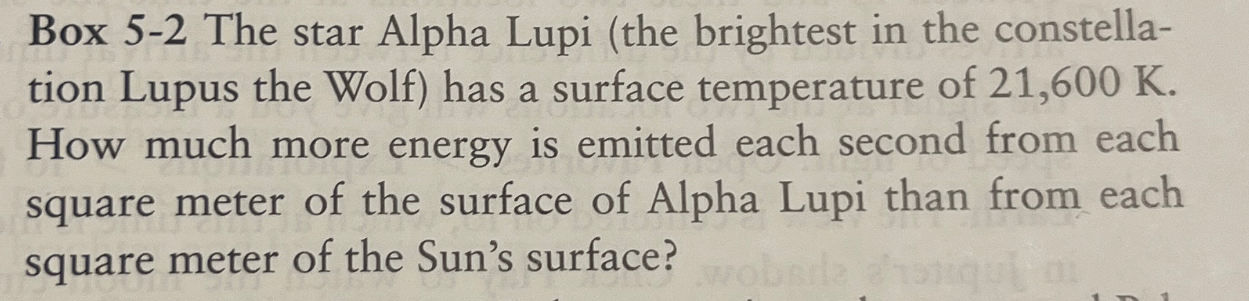 Solved Box 5-2 ﻿The star Alpha Lupi (the brightest in the | Chegg.com