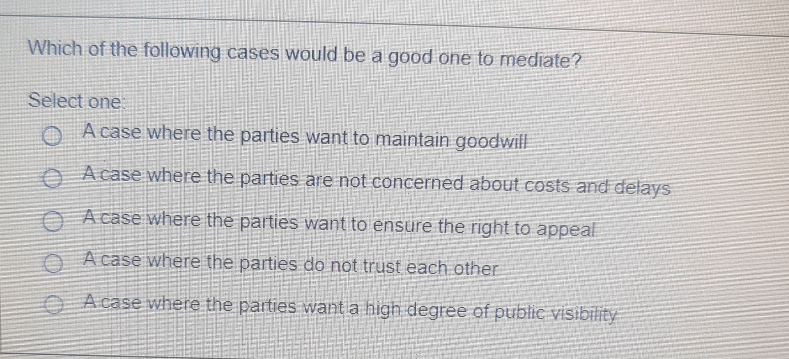 Solved Which of the following cases would be a good one to | Chegg.com