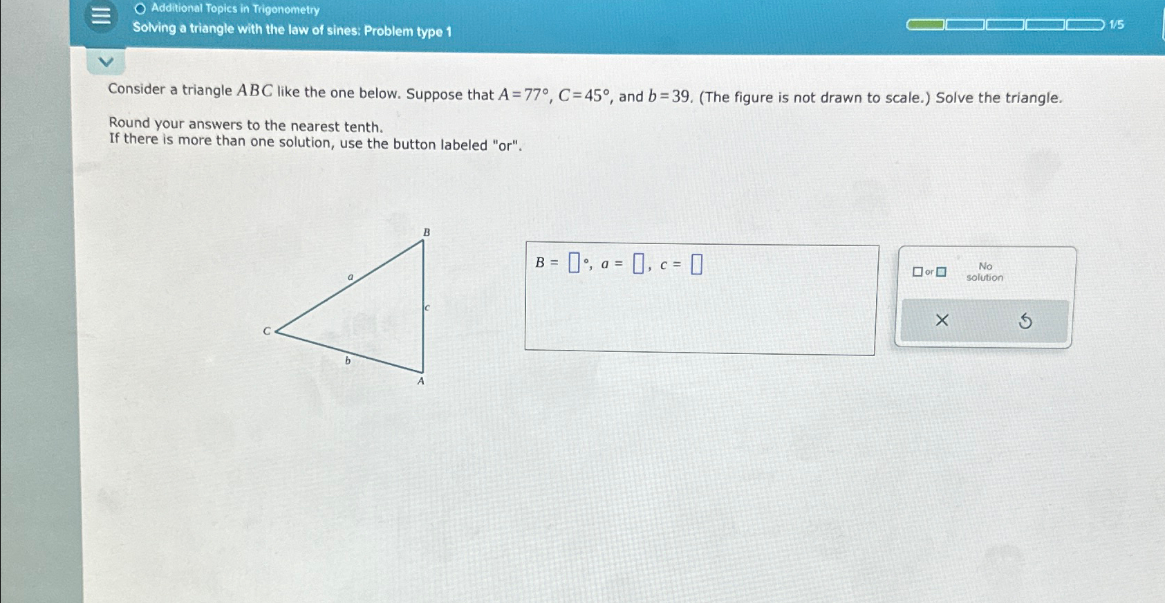 Solved Additional Topics in TrigonometrySolving a triangle | Chegg.com