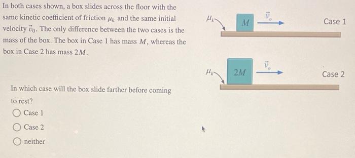 Solved In both cases shown, a box slides across the floor | Chegg.com
