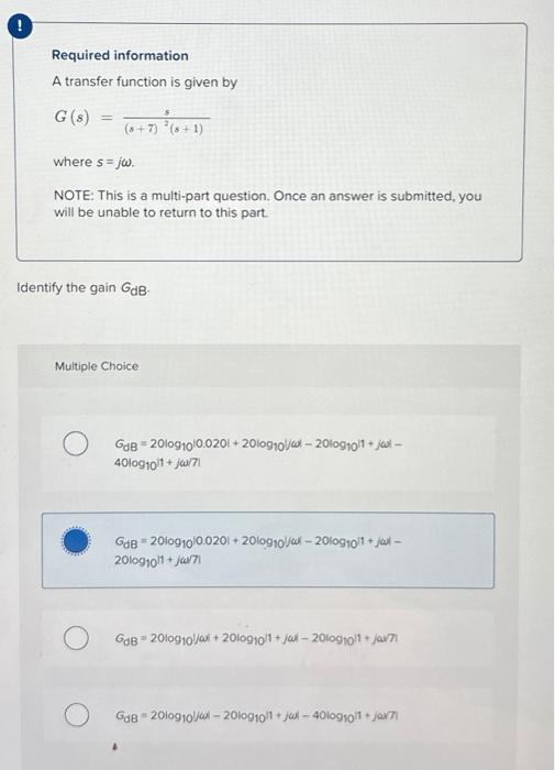 Solved Required Information A Transfer Function Is Given By 8187