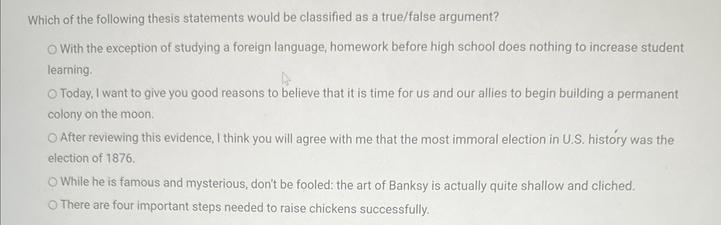 Solved Which of the following thesis statements would be | Chegg.com