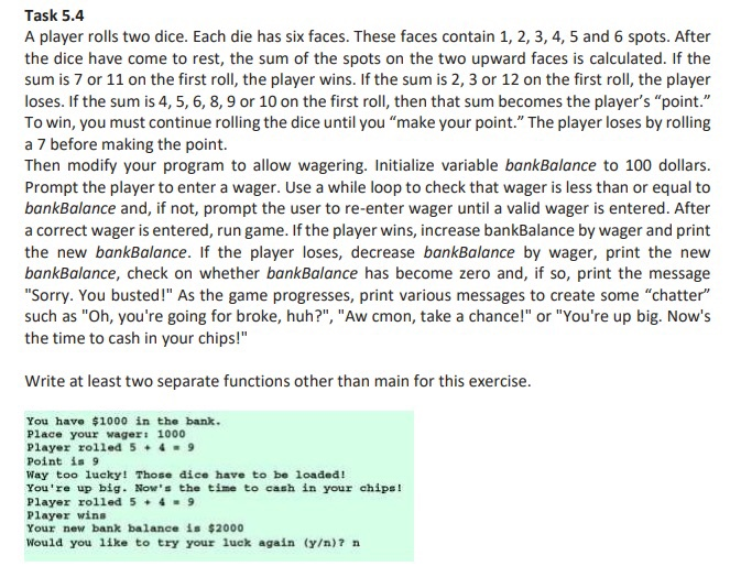 Solved Task 5.4 A player rolls two dice. Each die has six | Chegg.com