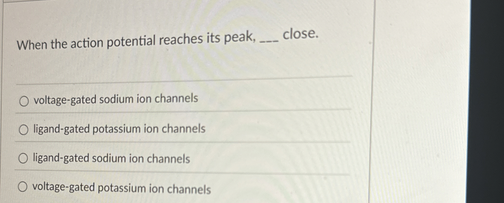 Solved When the action potential reaches its | Chegg.com
