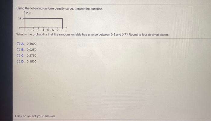 Solved Using the following uniform density curve, answer the | Chegg.com