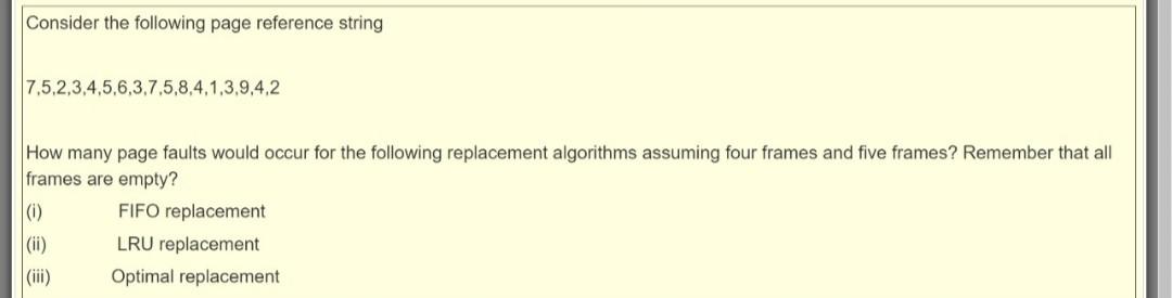 Solved Consider the following page reference string | Chegg.com