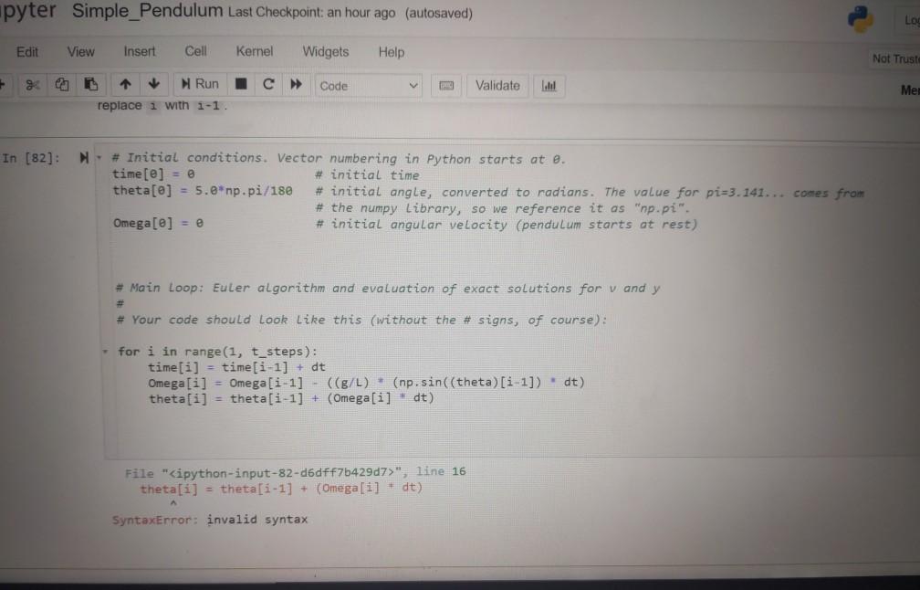 Solved jupyter Simple_Pendulum Last Checkpoint an hour ago | Chegg.com