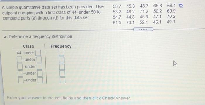 Solved A simple quantitative data set has been provided. Use | Chegg.com