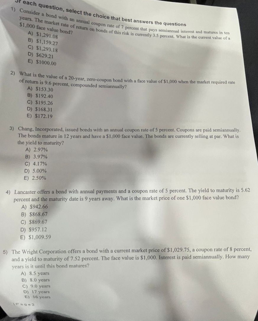 each question, select the choice that best answers | Chegg.com