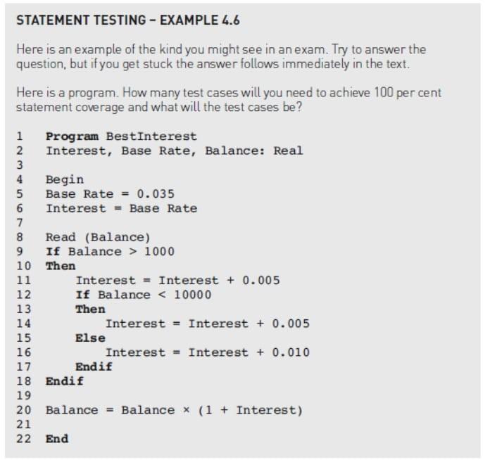 Solved STATEMENT TESTING - EXAMPLE 4.6 Here is an example of | Chegg.com