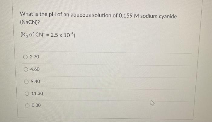 Solved What is the pH of an aqueous solution of 0.159 M | Chegg.com