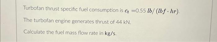 Solved Turbofan thrust specific fuel consumption is | Chegg.com