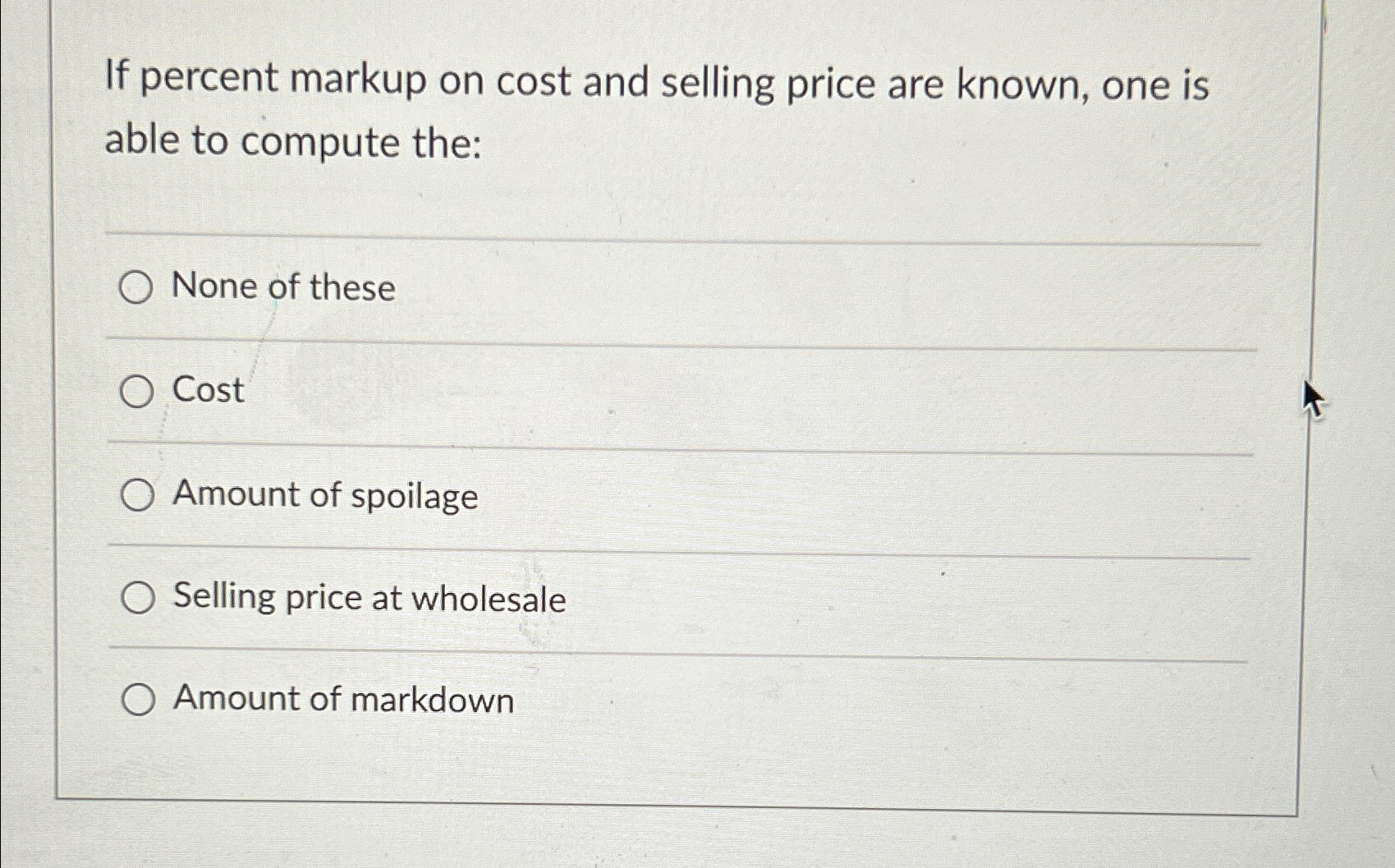 Solved If percent markup on cost and selling price are | Chegg.com