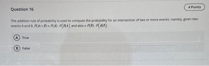 Solved The addition rule of probability is used to compute | Chegg.com